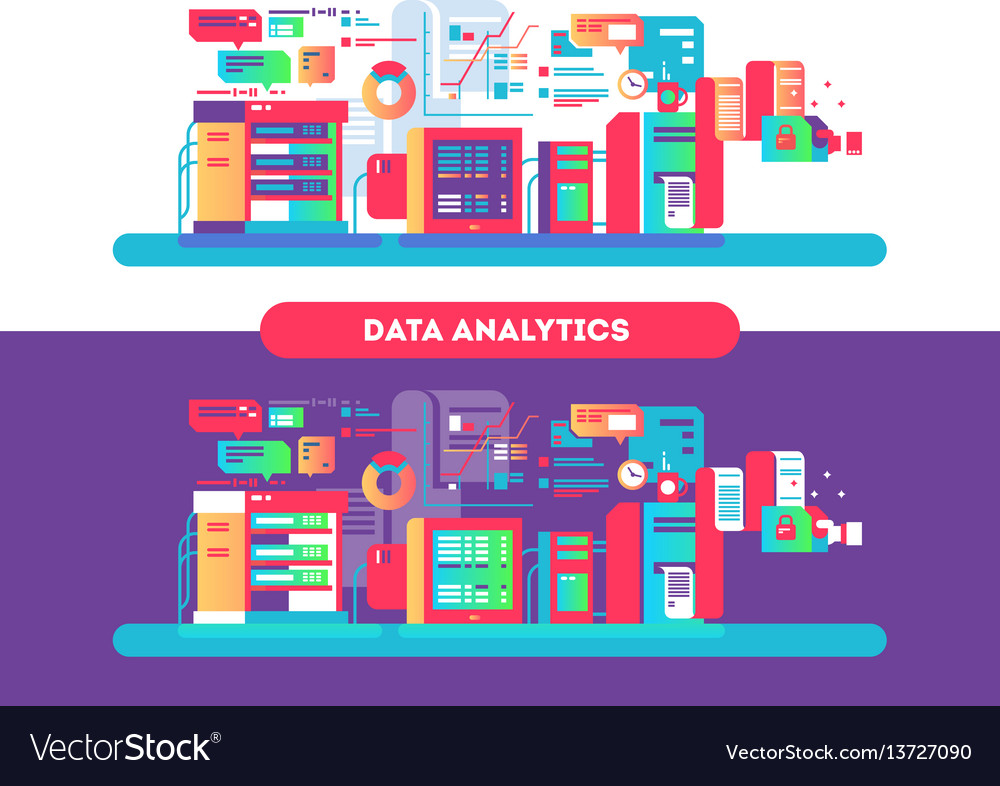 Data analytics design flat Royalty Free Vector Image