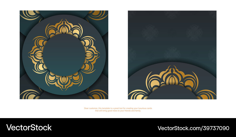 Green gradient color brochure with abstract gold Vector Image