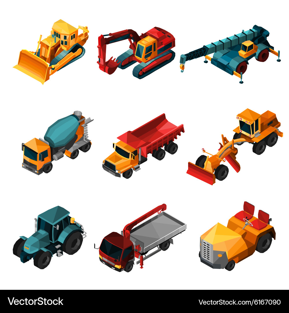 Isometric Construction Machines Royalty Free Vector Image