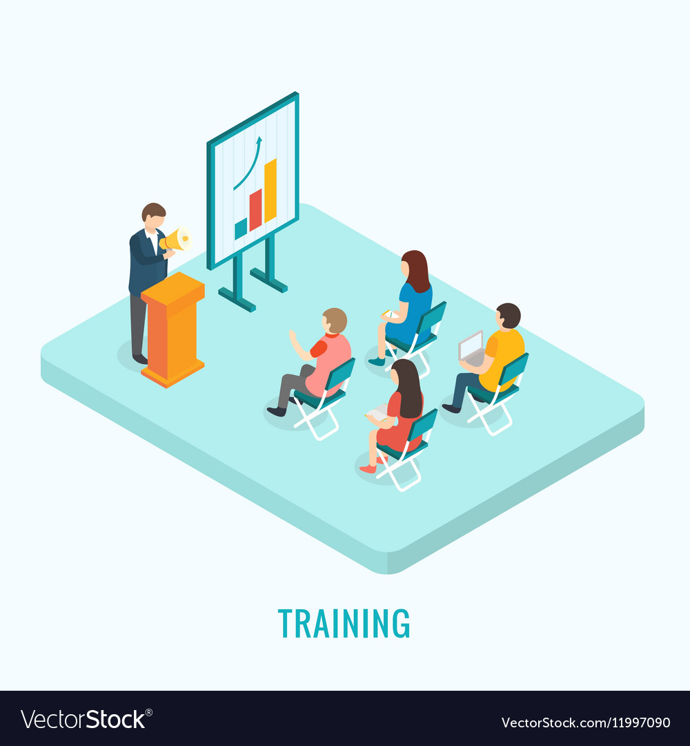 Isometric presentation training concept Royalty Free Vector