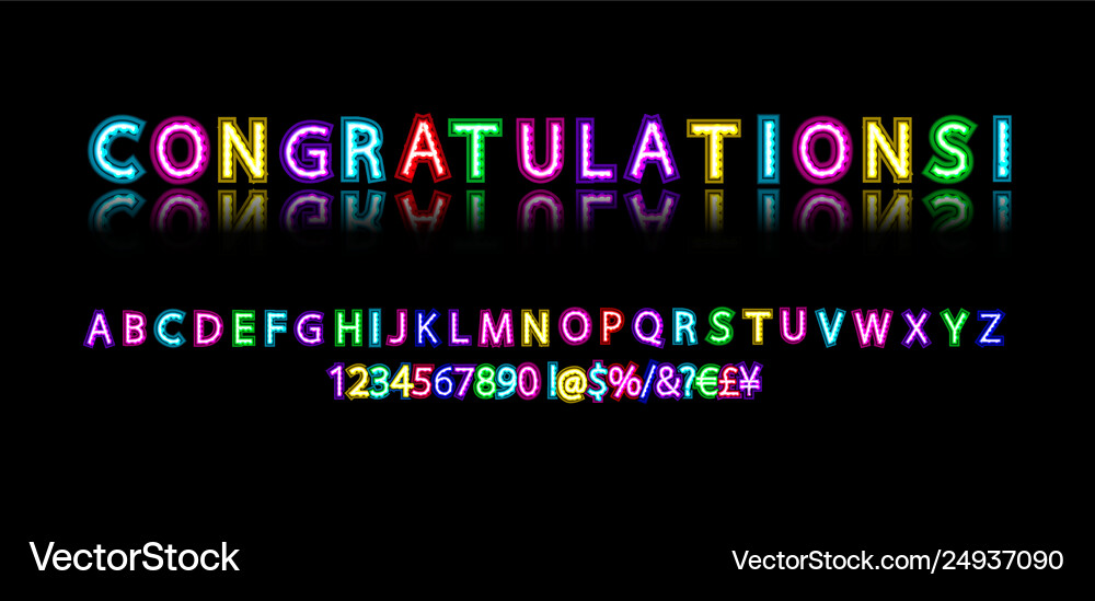 Luminous Neon Font - Glowing Letters Royalty Free Vector