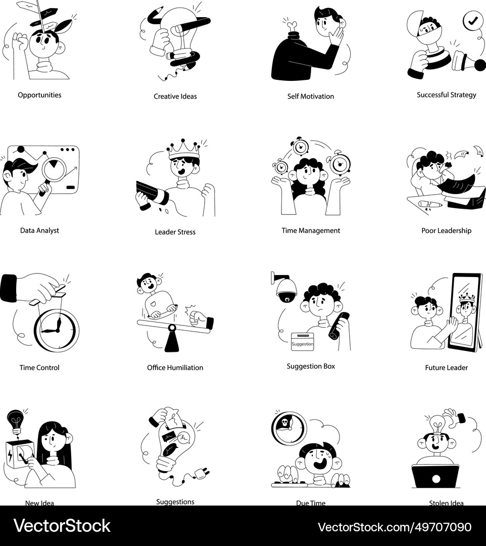 Mini doodle depicting leadership qua Royalty Free Vector