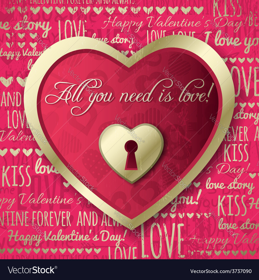 Red background with valentine heart and wishes tex