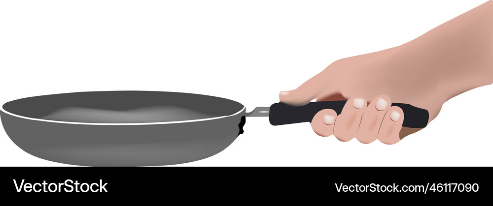 Scef hand gripping a frying pan Royalty Free Vector Image
