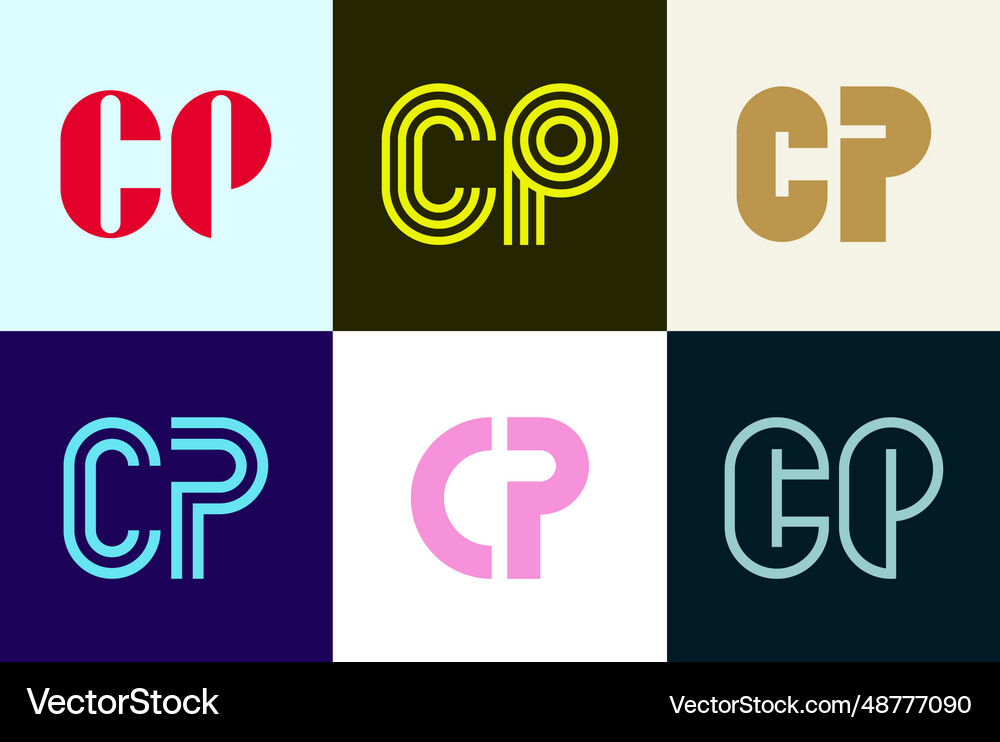 Set of letter cp logos Royalty Free Vector Image