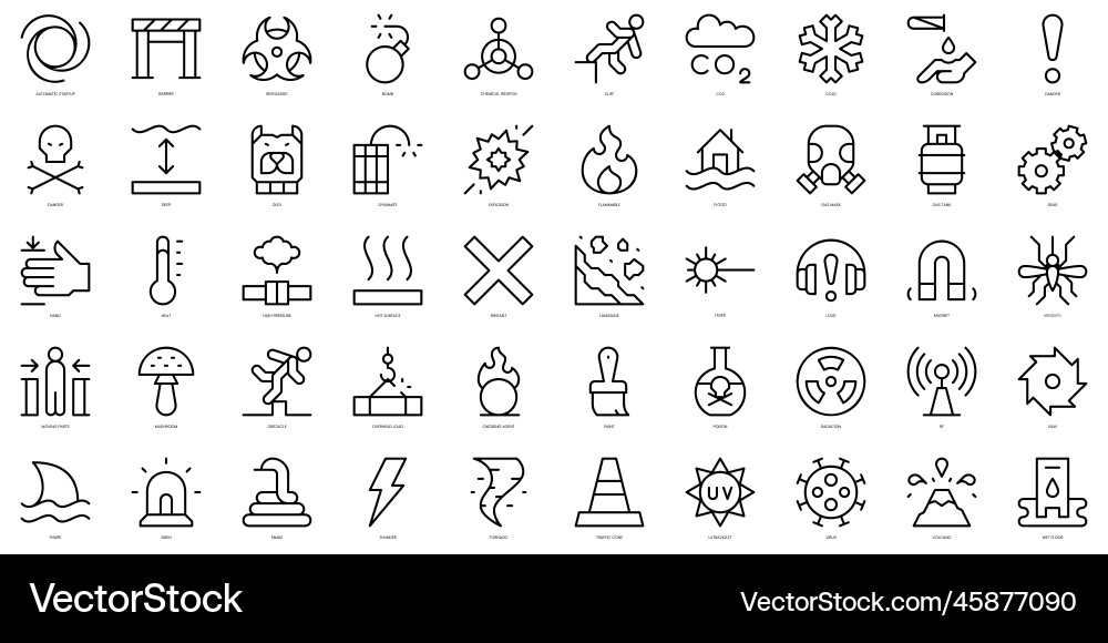 Set of thin line danger icons Royalty Free Vector Image