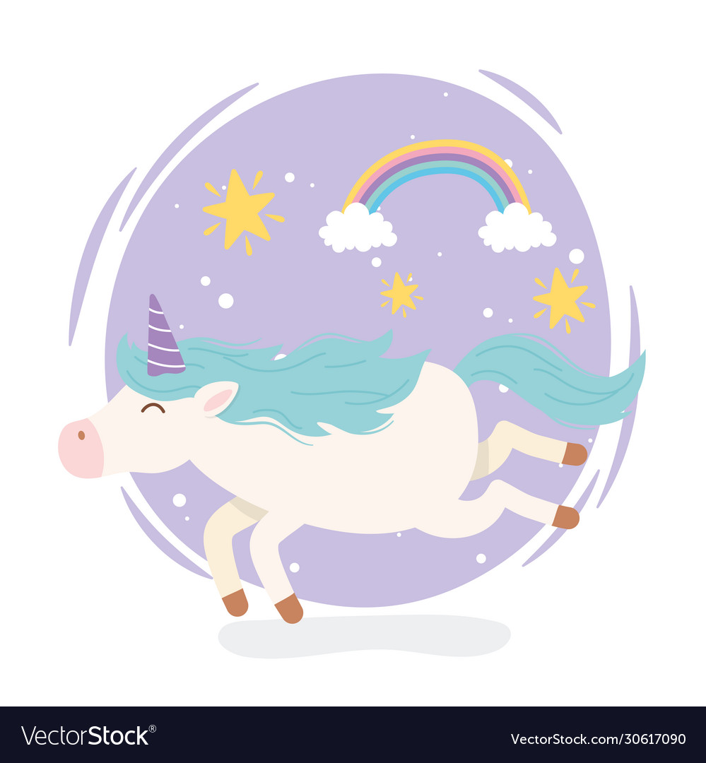 Unicorn rainbow stars magical fantasy cartoon cute