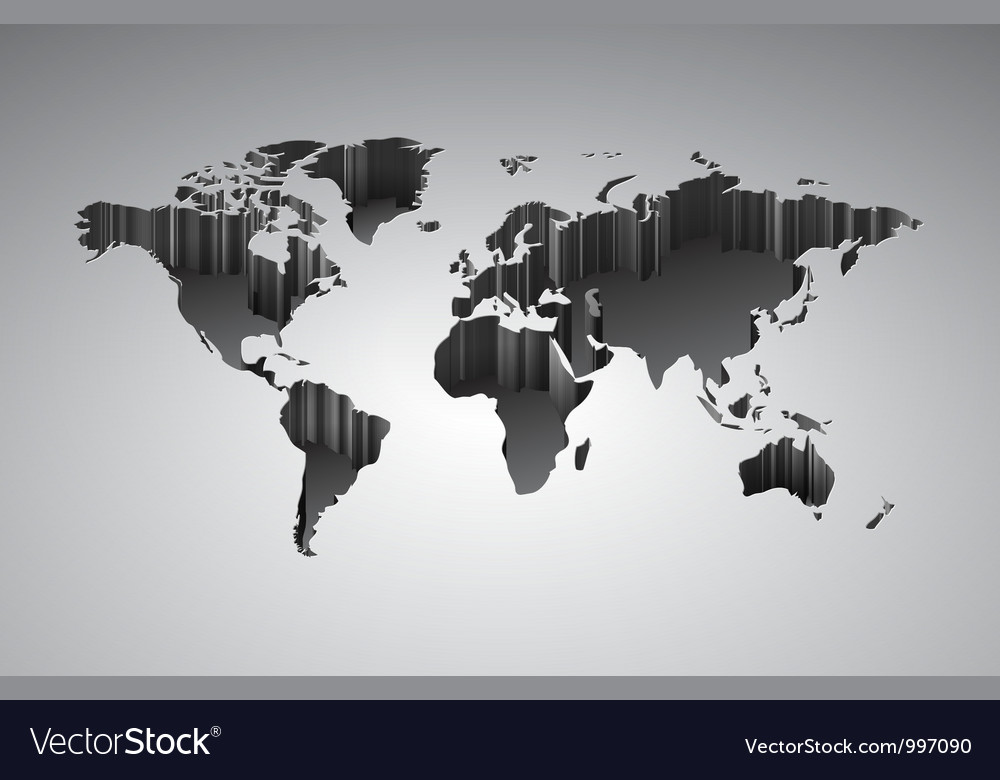 World map with 3d-effect Royalty Free Vector Image