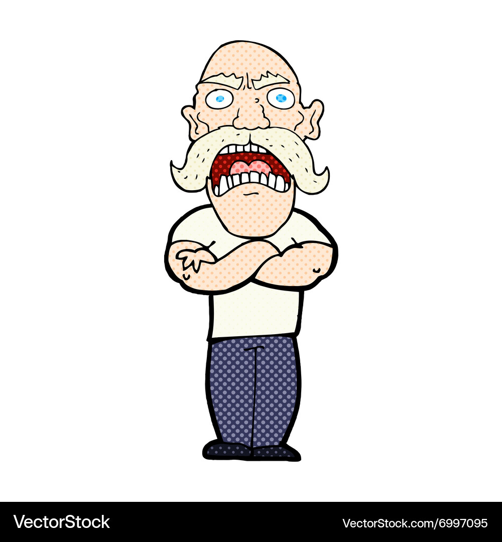 Comic cartoon angry man Royalty Free Vector Image