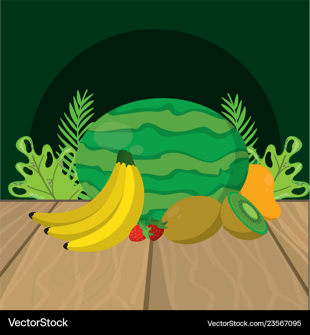 Fresh fruits cartoon Royalty Free Vector Image