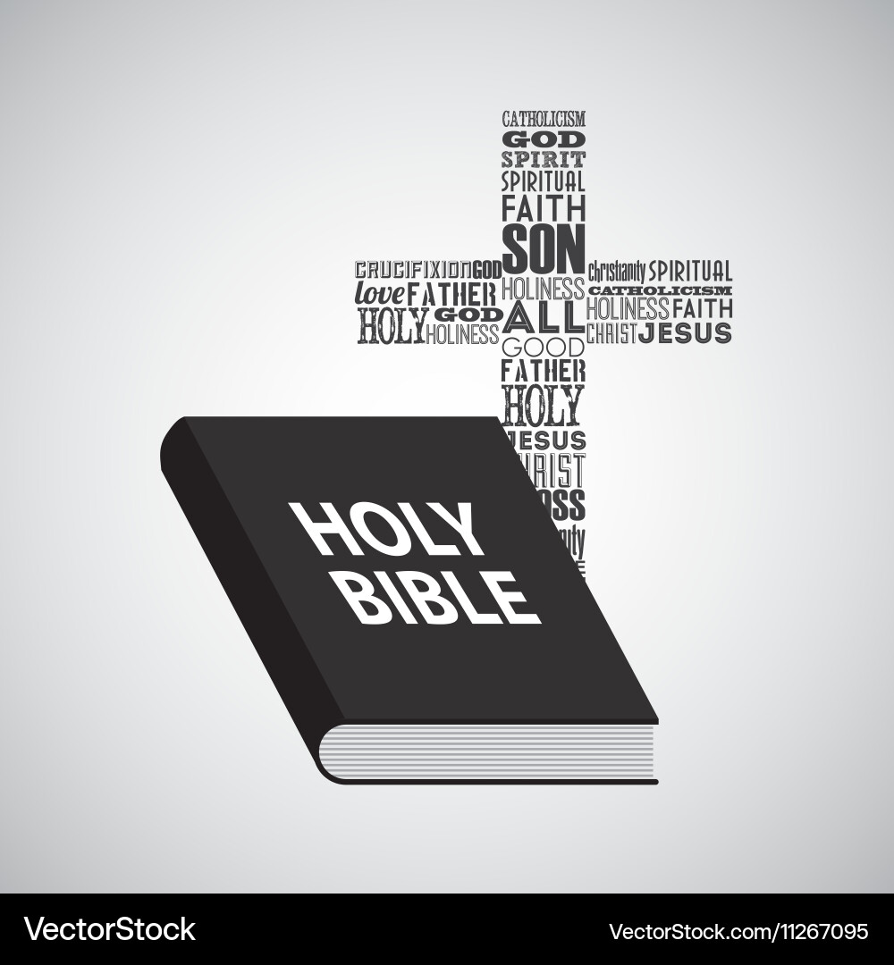 Holy bible religious cross with words Royalty Free Vector