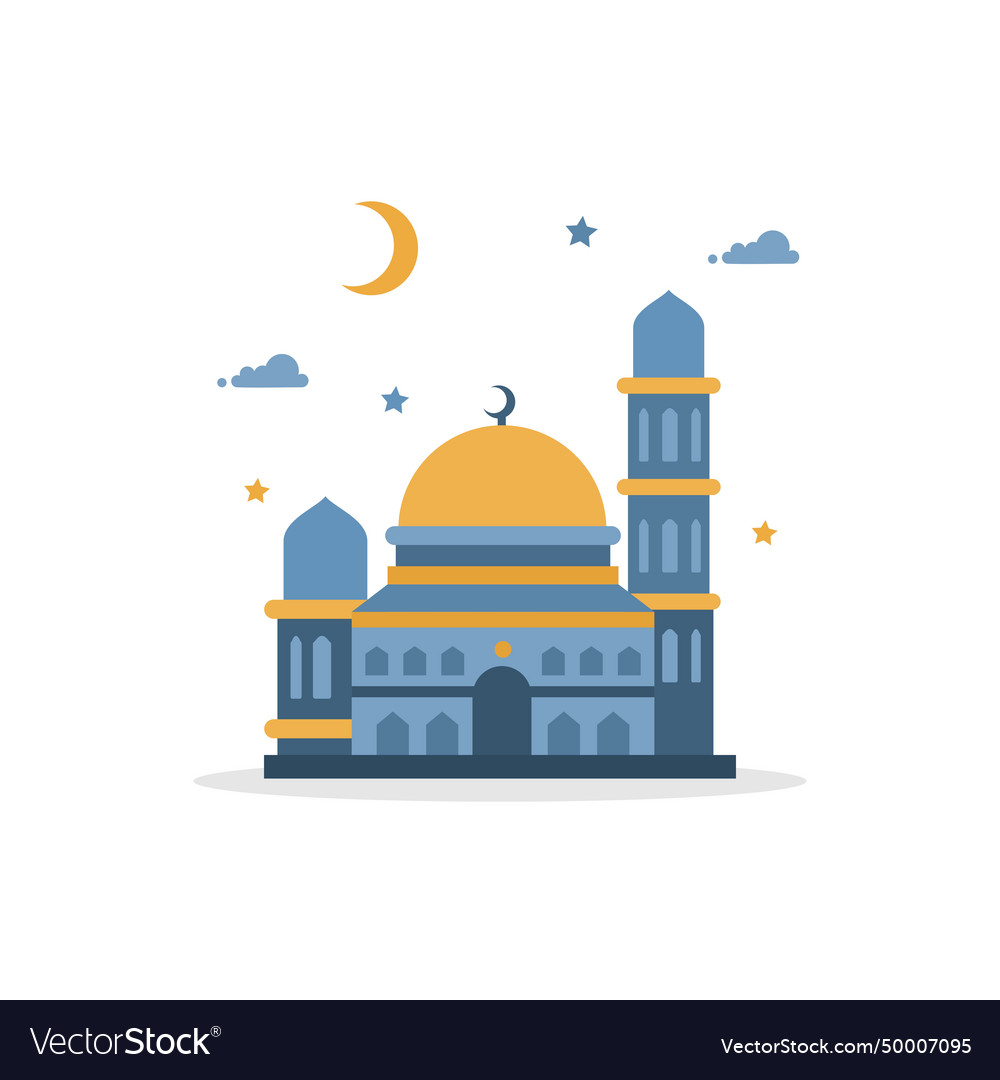 Islamic mosque flat Royalty Free Vector Image - VectorStock