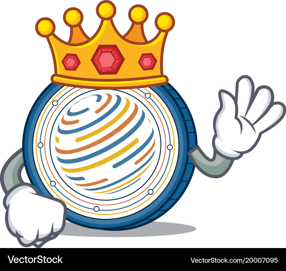 King factom coin mascot cartoon Royalty Free Vector Image