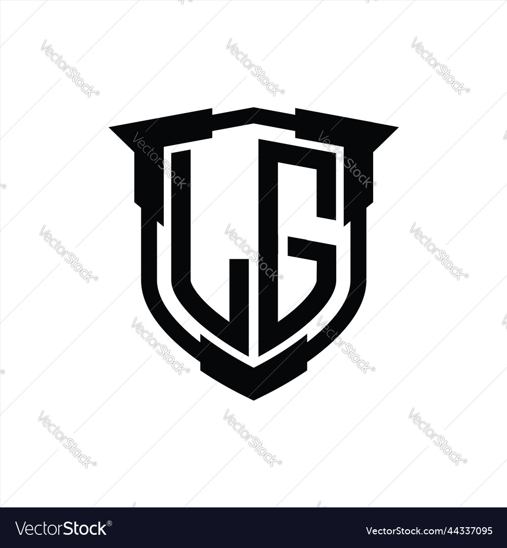 Lg logo monogram letter with shield shape design Vector Image