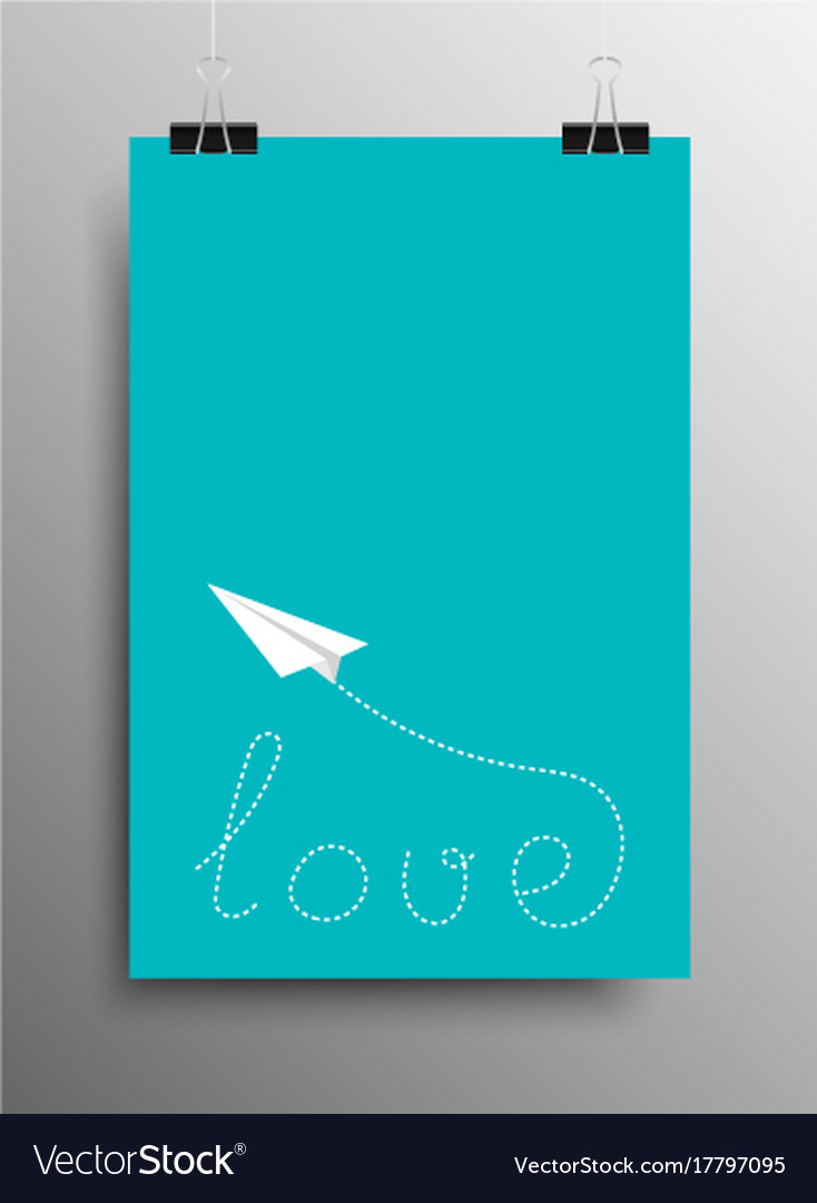 Love heart paper airplane valentines day Vector Image