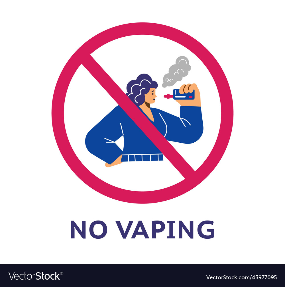 No vaping zone prohibition sign woman Royalty Free Vector