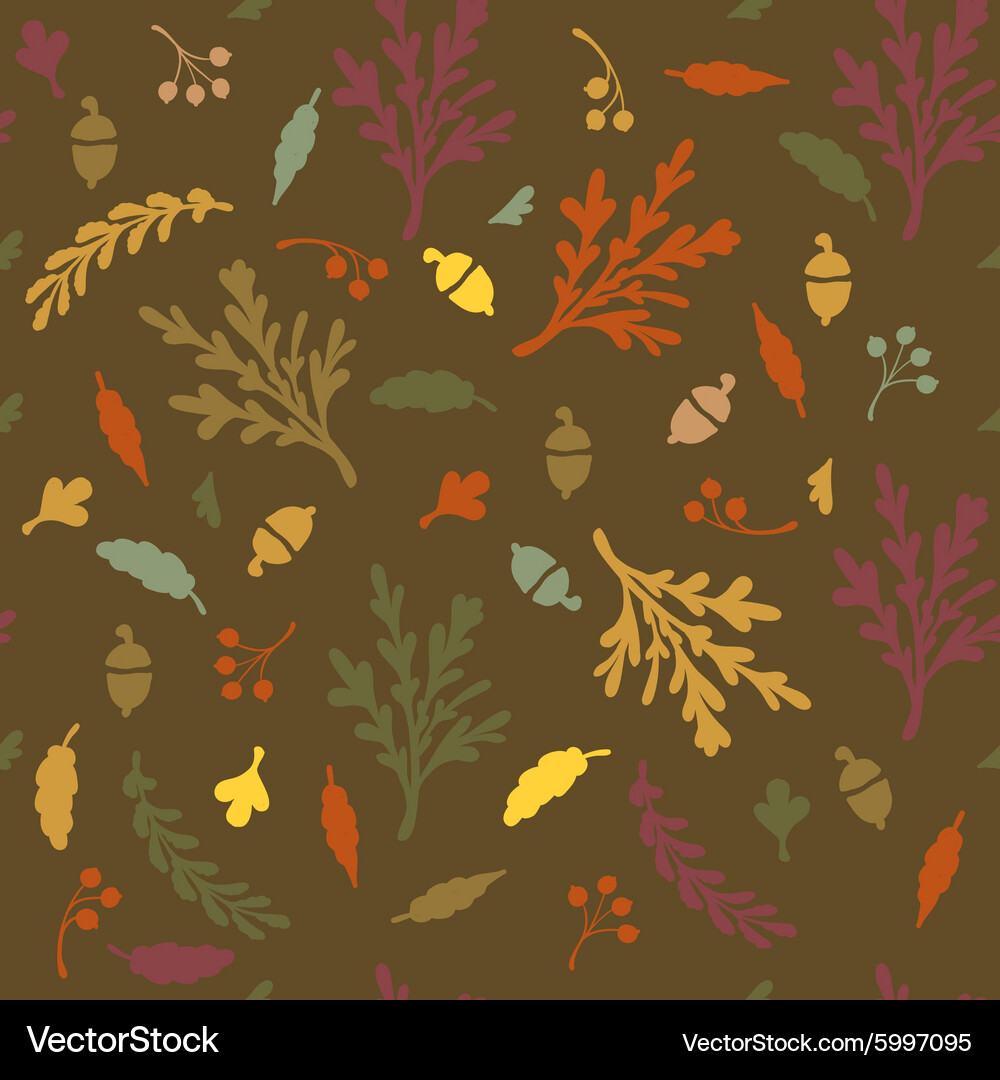 Pattern of leaves and plants Royalty Free Vector Image