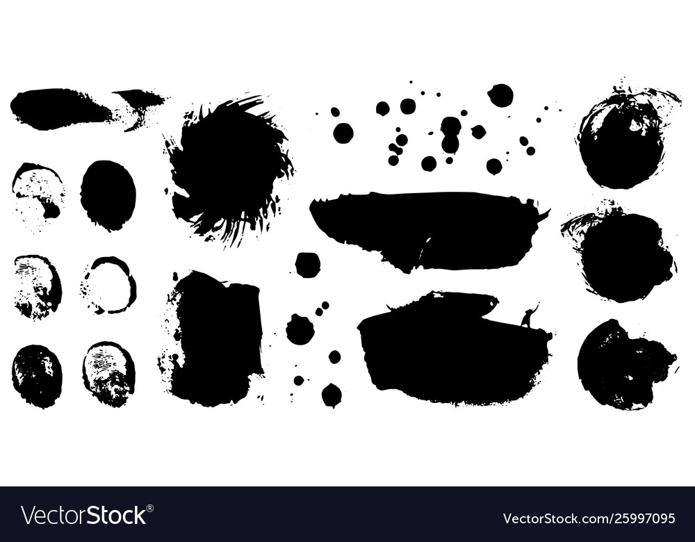 Set black ink stains Royalty Free Vector Image