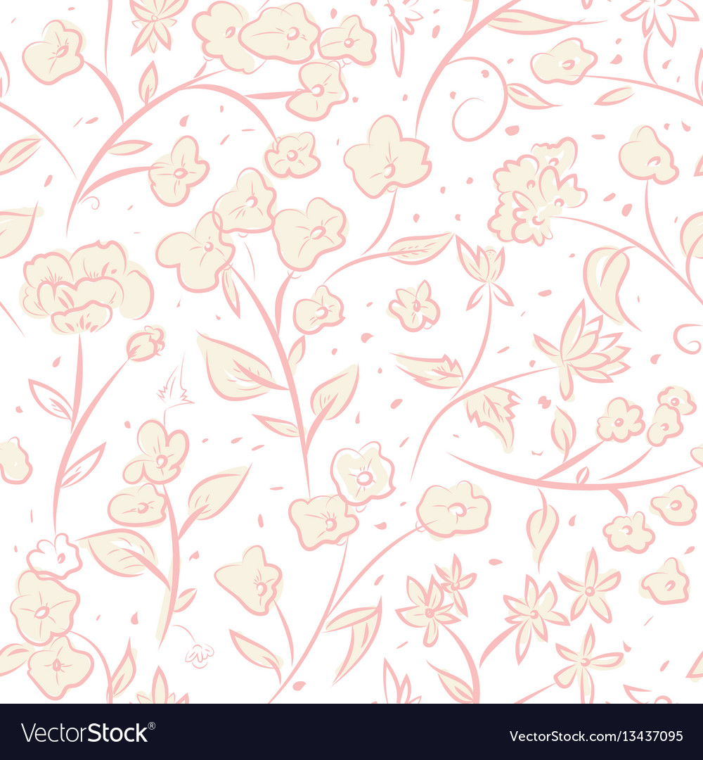 Tiny spring flowers doodle drawing pattern Vector Image