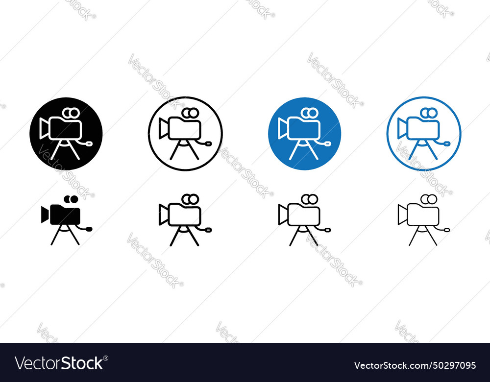 Tv camera icon set video film projector Royalty Free Vector