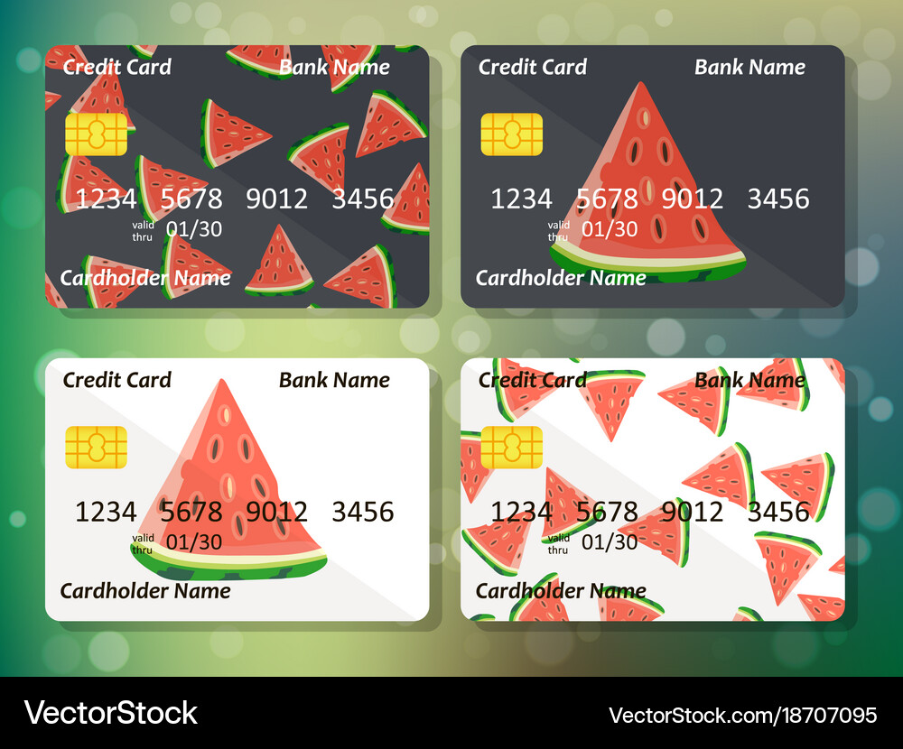 Watermelon on frontal side credit card Royalty Free Vector