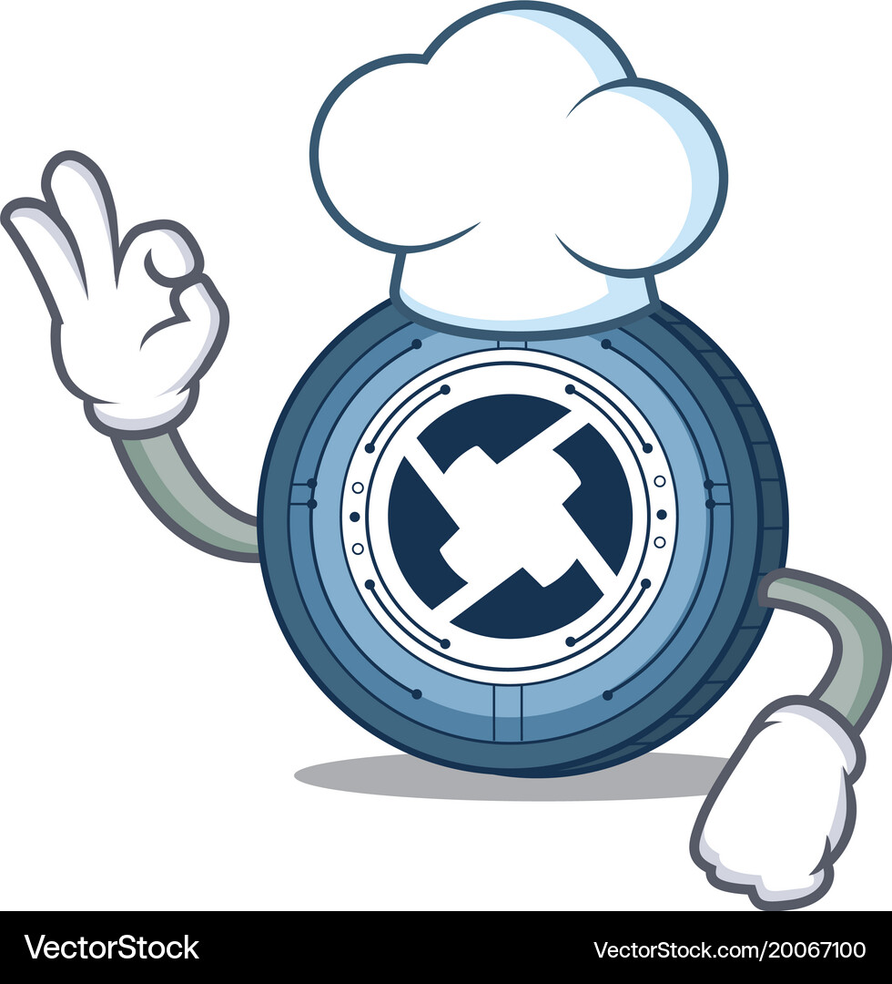 Chef 0x coin character cartoon Royalty Free Vector Image