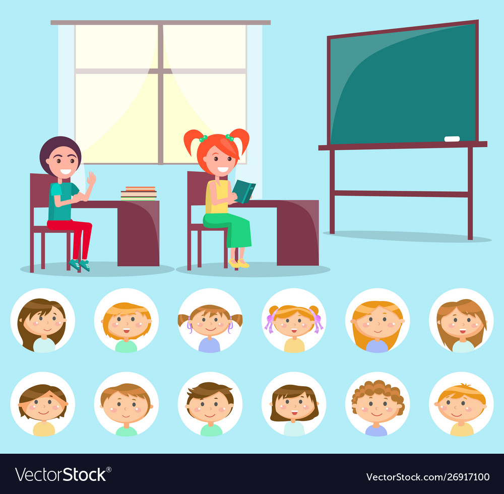 Classroom and classmate lesson and pupil Vector Image