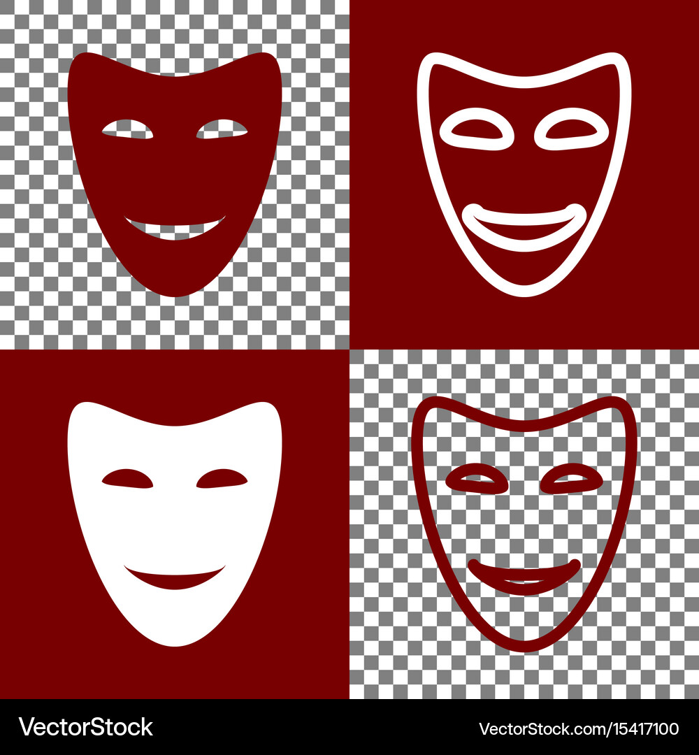 Comedy theatrical masks bordo and white Royalty Free Vector