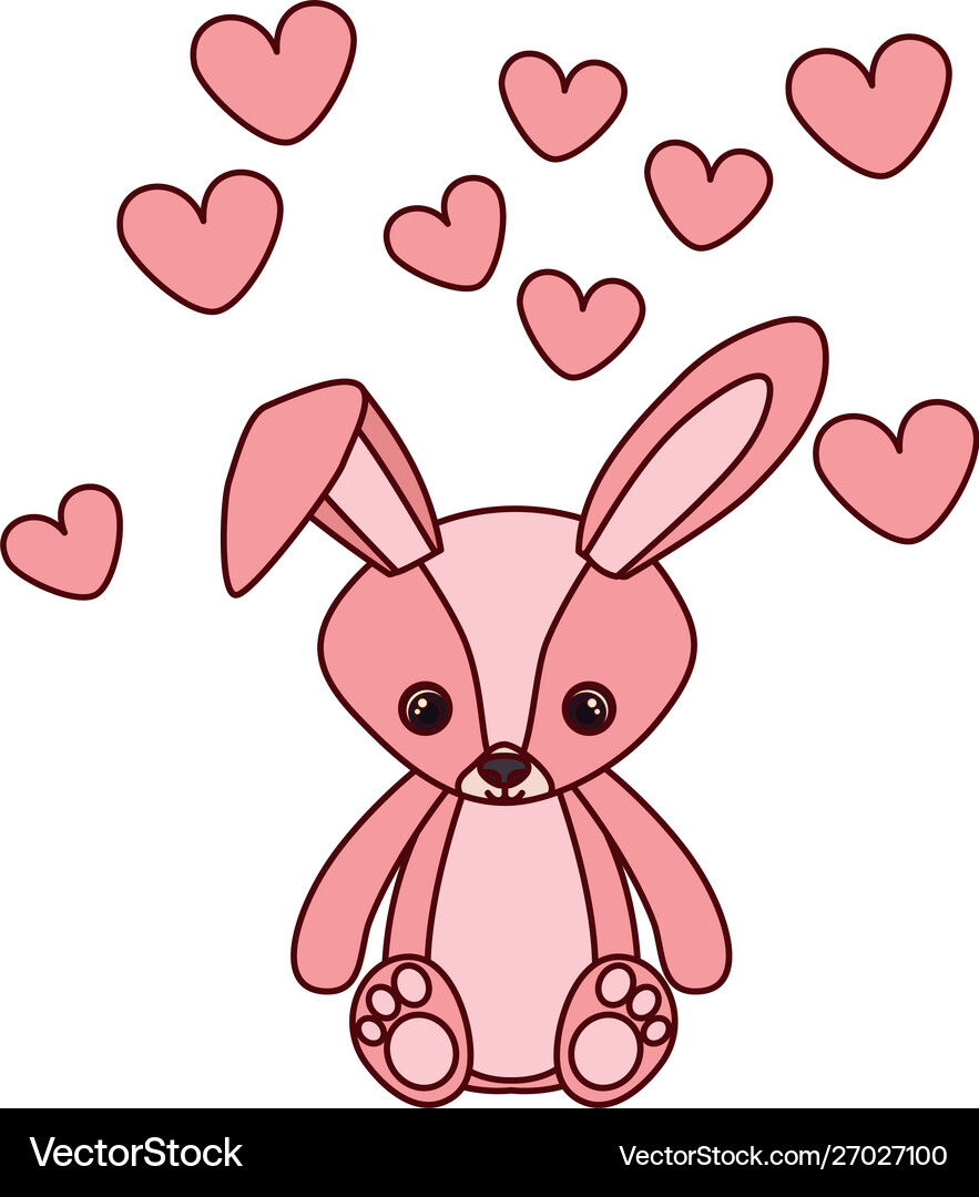 Cute rabbit stuffed with hearts love Royalty Free Vector