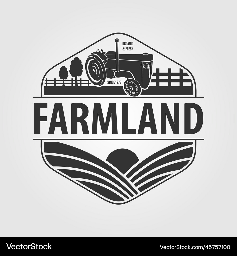 Farm logo design concept with retro tractor Vector Image