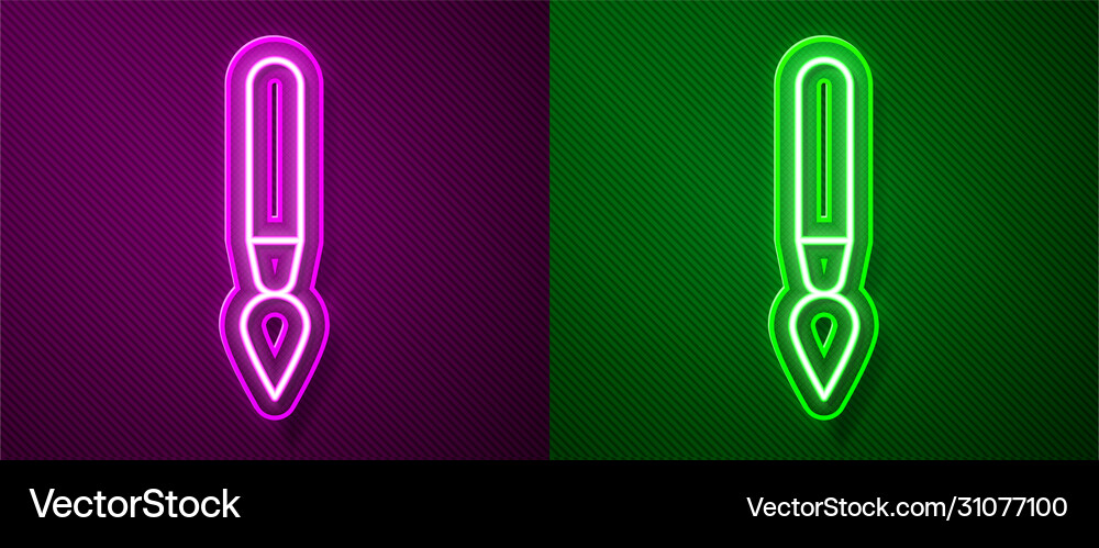 Glowing neon line paint brush icon isolated Vector Image