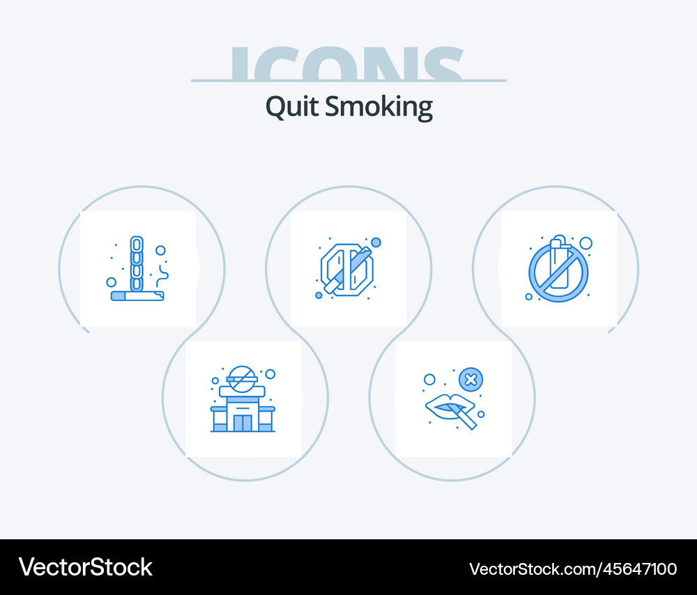 Quit smoking blue icon pack 5 icon design Vector Image