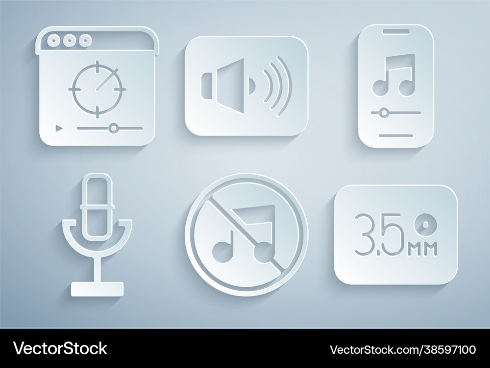 Set speaker mute music player microphone audio Vector Image