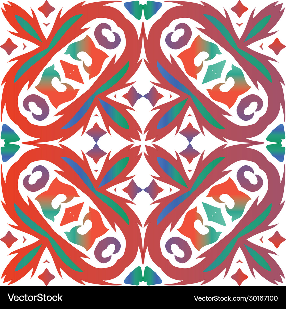 Traditional ornate motive in ceramic tile Vector Image