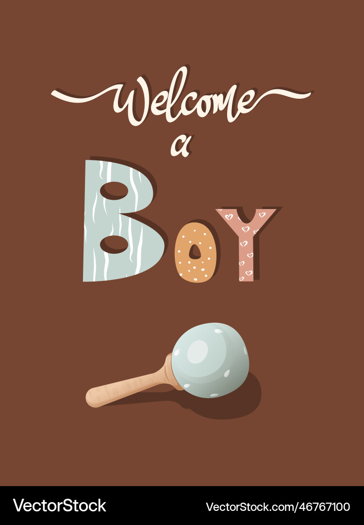 Welcome a boy invitation birthday card Royalty Free Vector