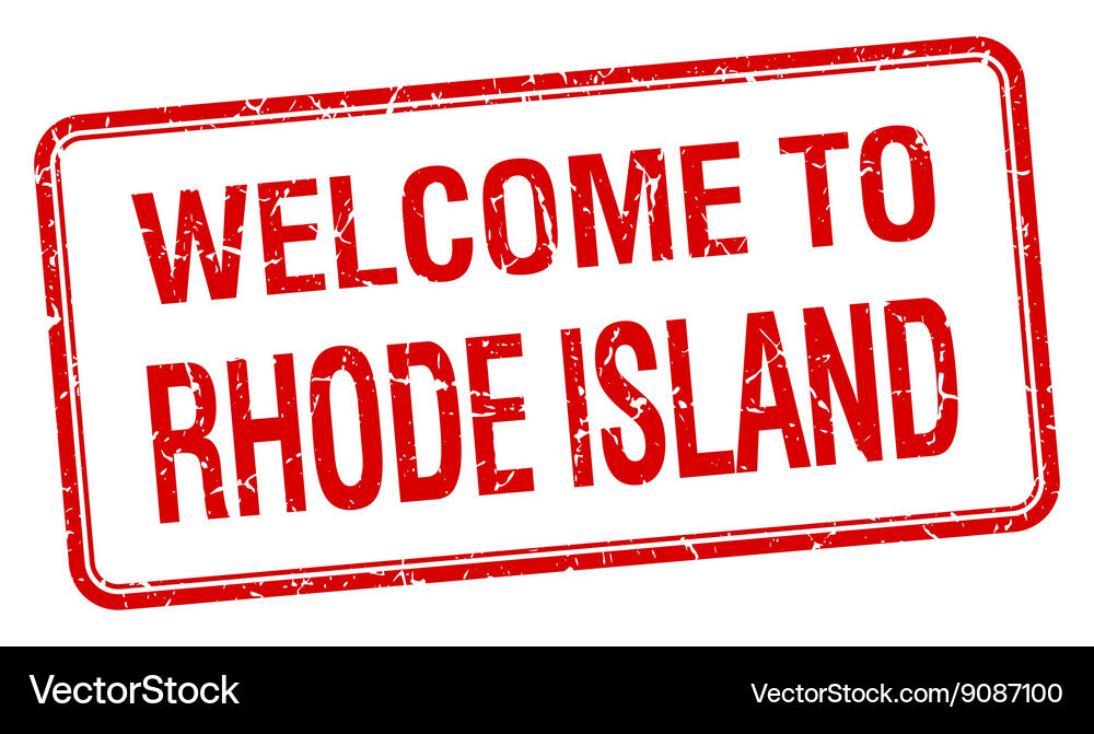 Welcome to rhode island red grunge square stamp Vector Image