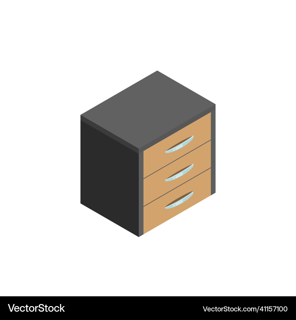 Wooden file cabinet isometric flat Royalty Free Vector Image