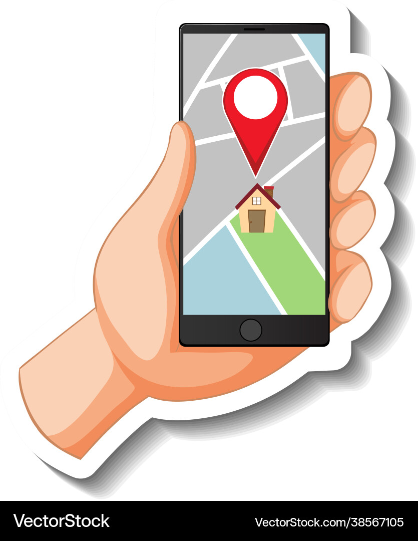 A sticker template with smartphone showing pin Vector Image