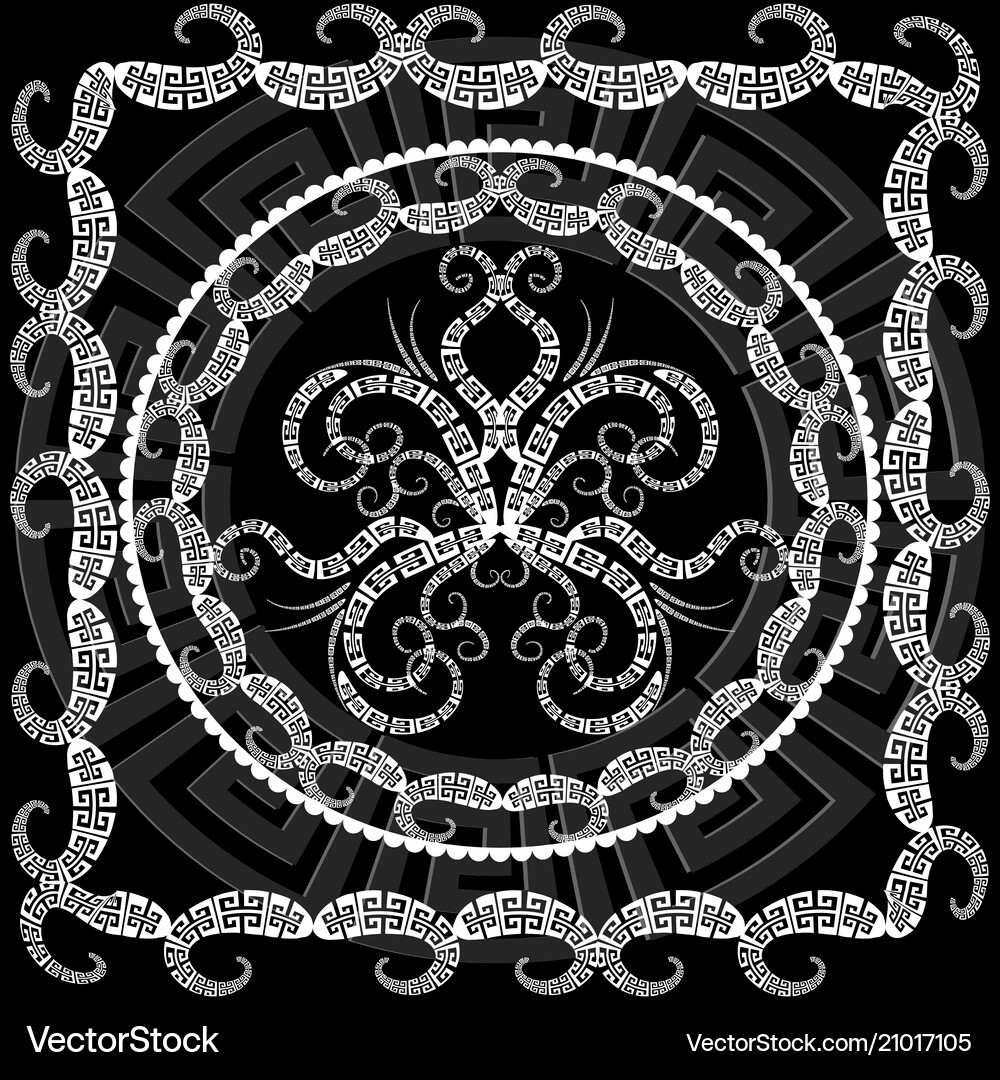 Abstract black and white greek key meander Vector Image