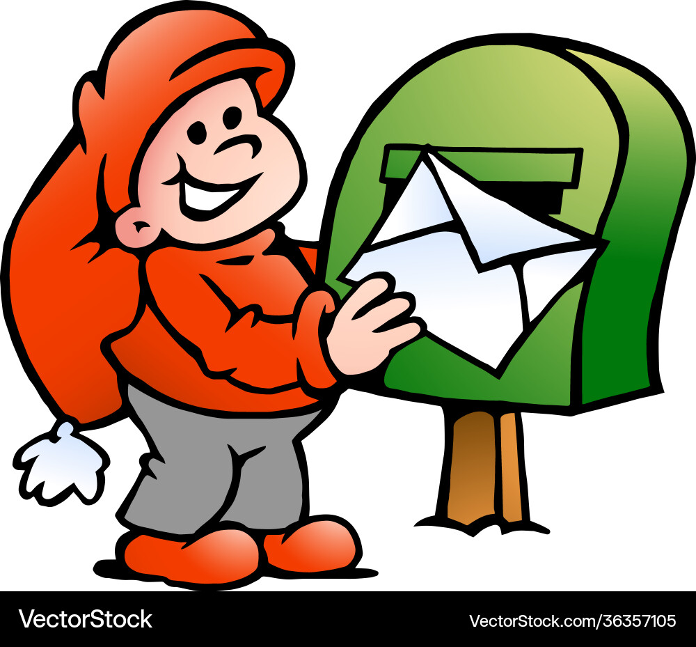 Cartoon an happy elf posting a letter Royalty Free Vector