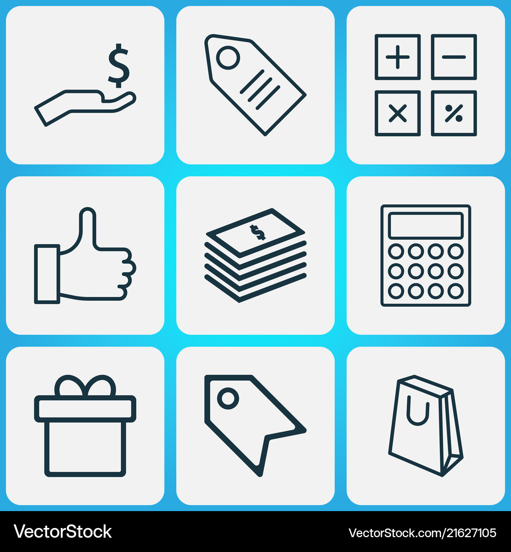 E-commerce icons set with like badge gift Vector Image