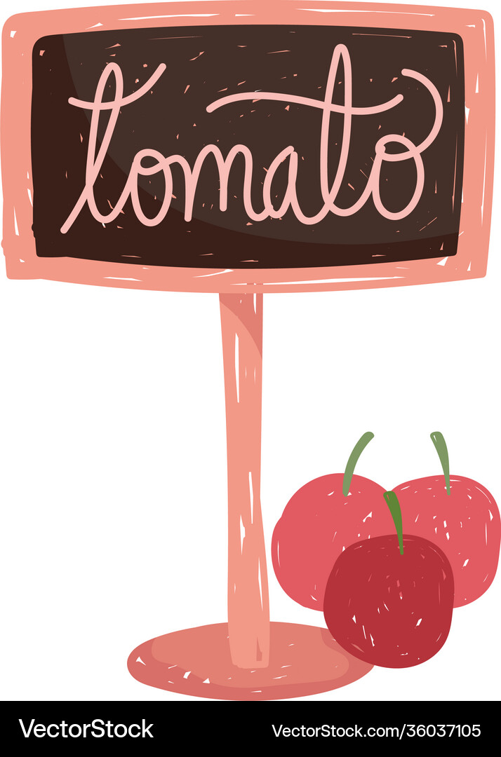 Gardening tomato lettering signboard Royalty Free Vector