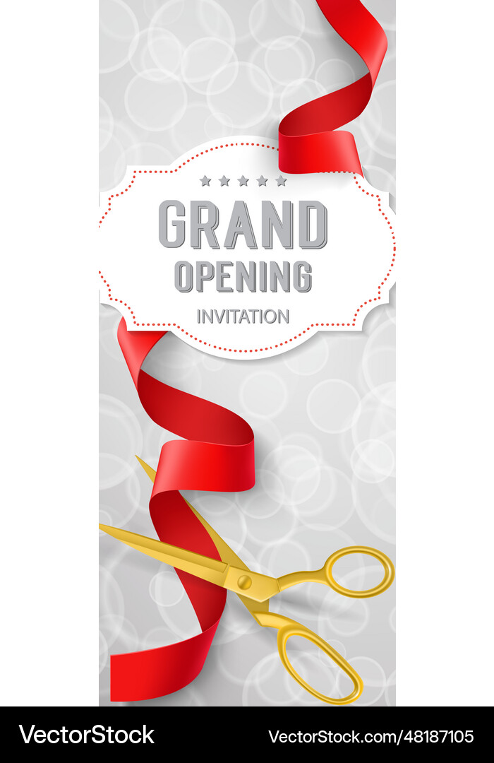Grand opening invitation lettering on tag Vector Image