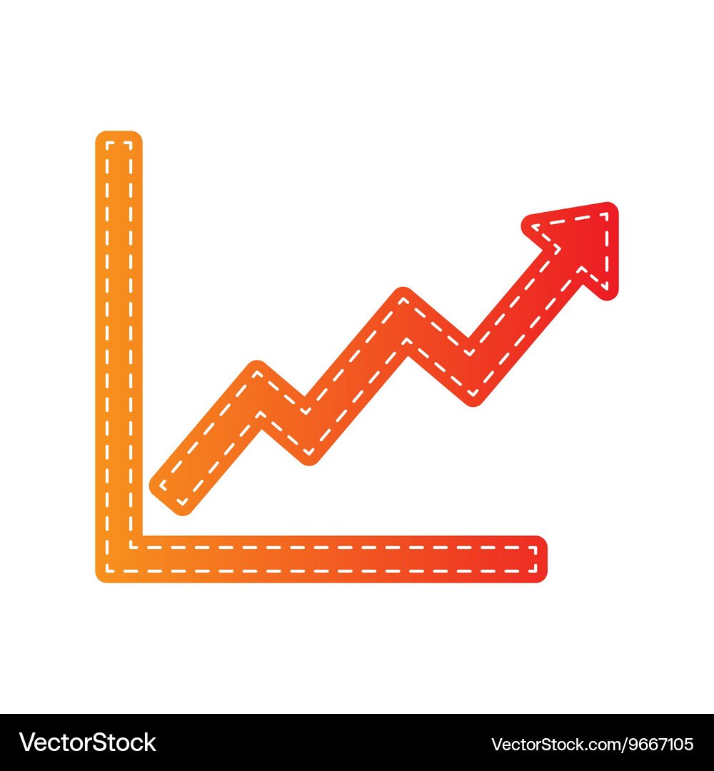 Growing bars graphic sign Orange applique Vector Image
