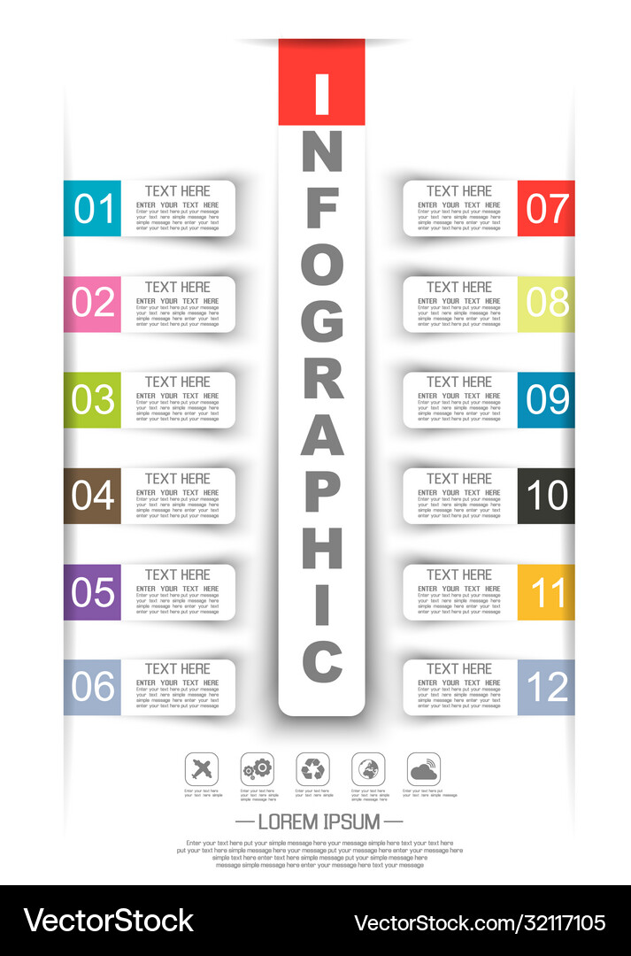 Infographic timeline stiker paper template twelve Vector Image