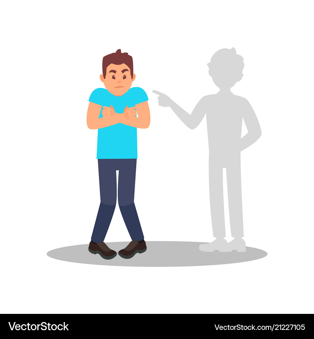 Man afraid of his own shadow ghost stressed young Vector Image