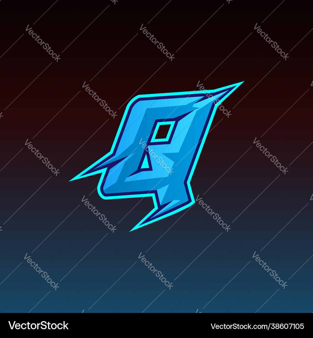 Q logo esport gaming initial with blue light Vector Image
