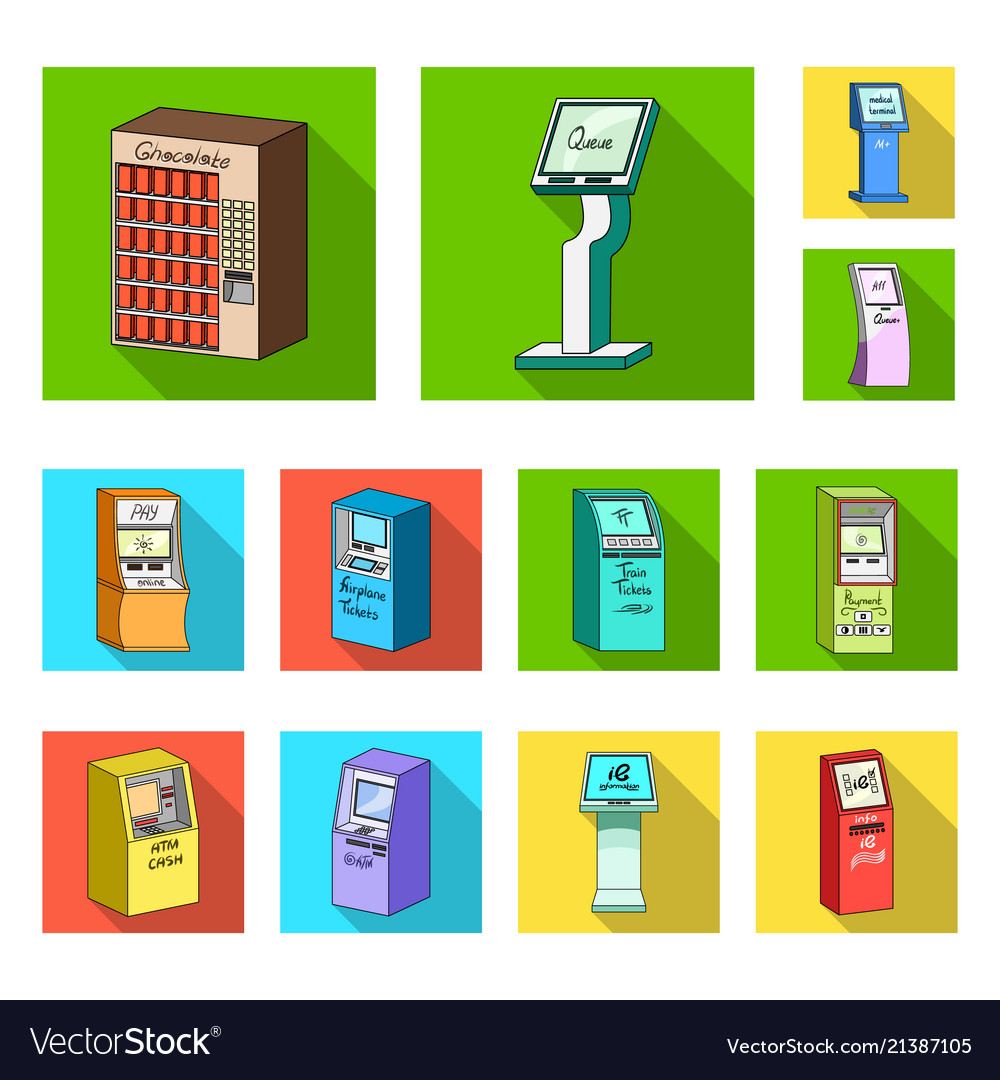 Variety of terminals flat icons in set collection Vector Image