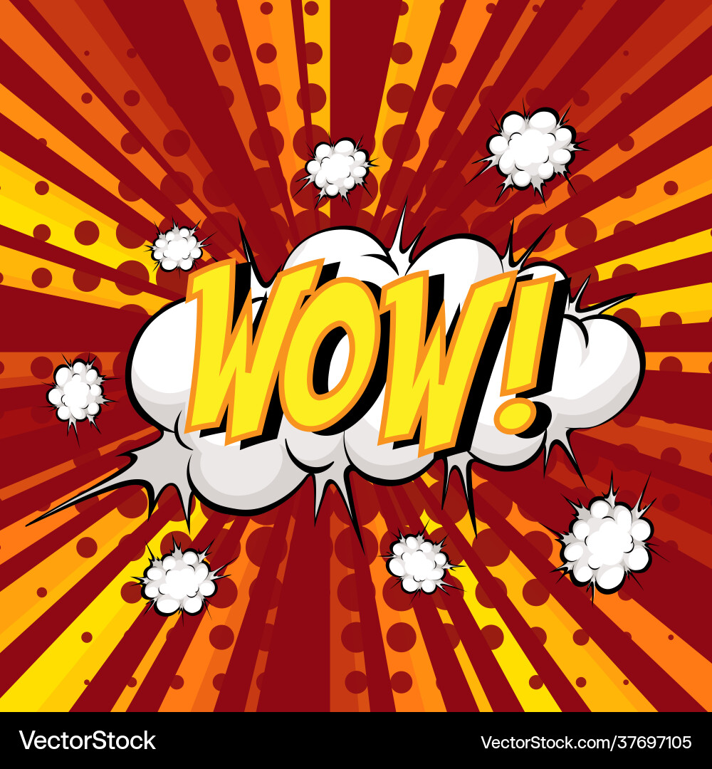 Wow wording comic speech bubble on burst Vector Image