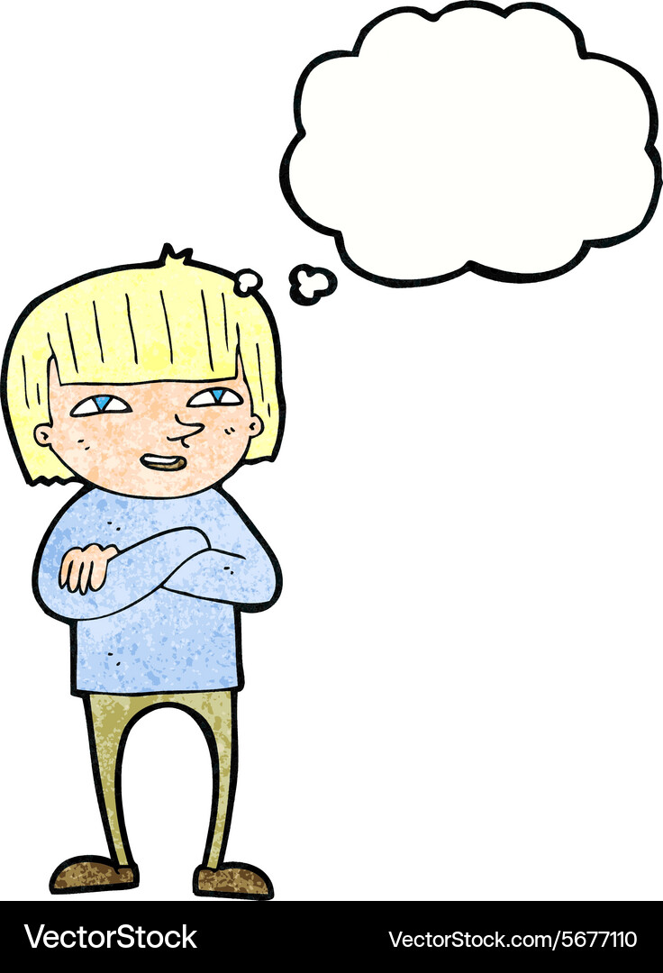 Cartoon happy person with thought bubble Vector Image